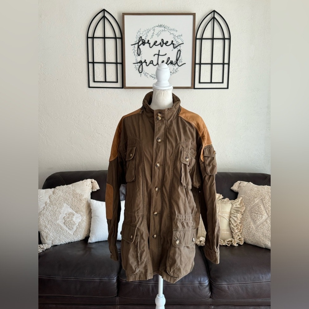 Vintage Orvis Plaid Flannel Lined Longline Leather Field Barn Jacket ...