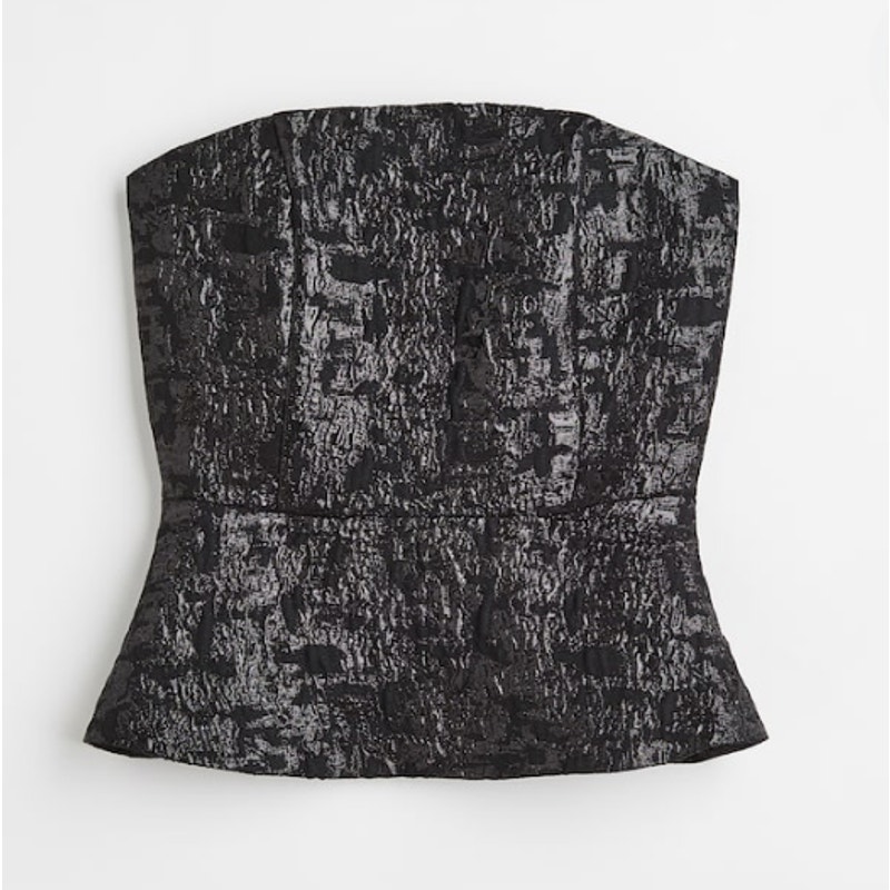 H&M Womens Whimsigoth Metallic Bandeau Peplum Tube Top H&M Womens Whimsigoth Metallic Bandeau Peplum Tube Top