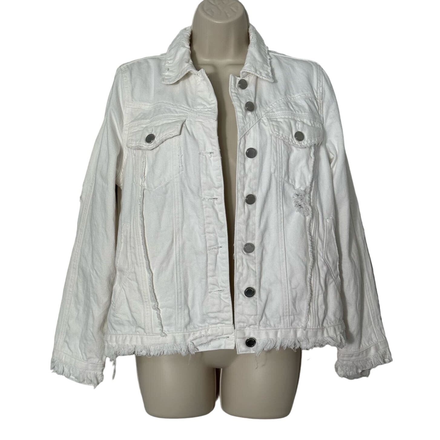 Blank NYC Women's Distressed Jean Jacket in White Size S | eBay