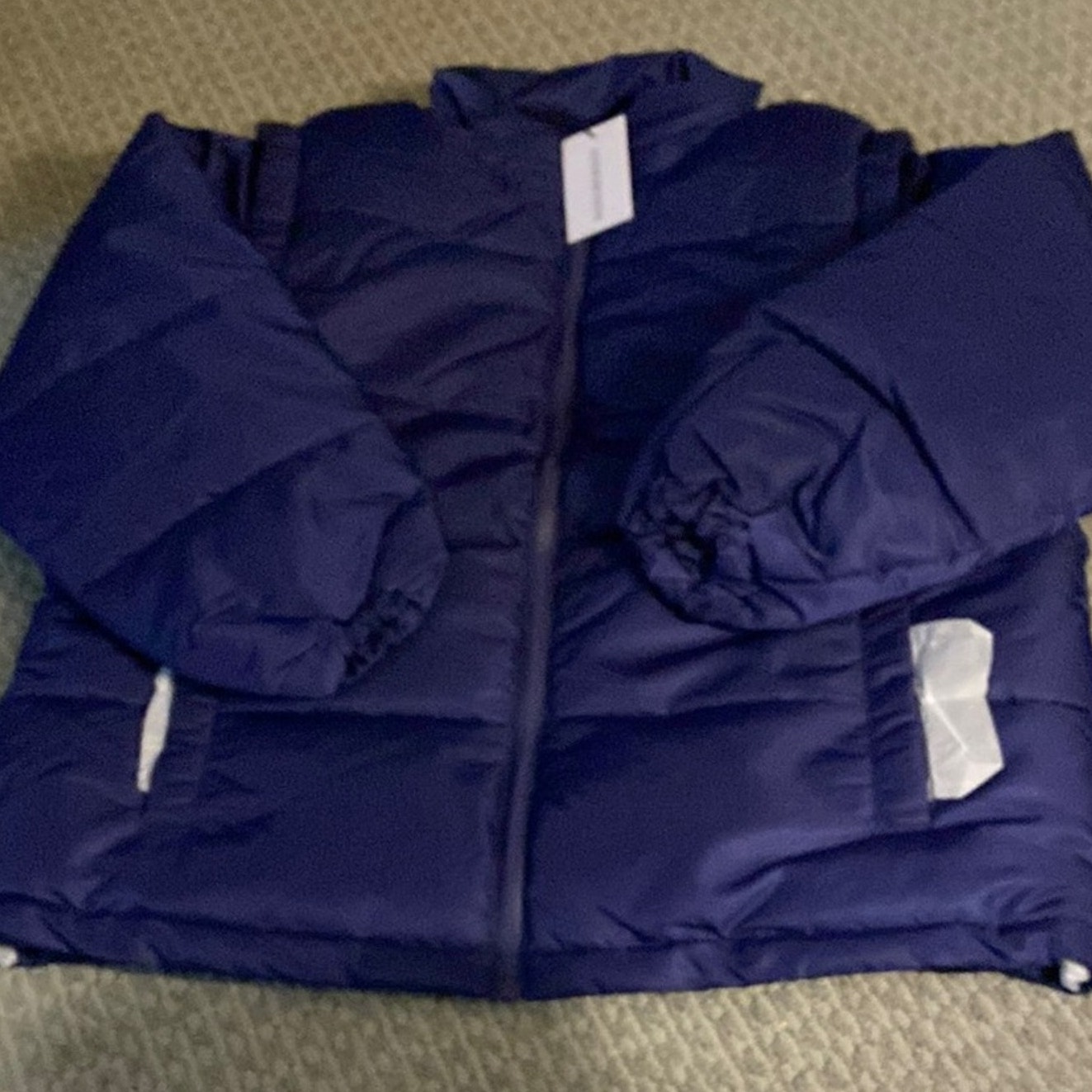 Womens Navy Zip Off Sleeve Puffer Jacket Small Nylon Poly Zip Hood ...