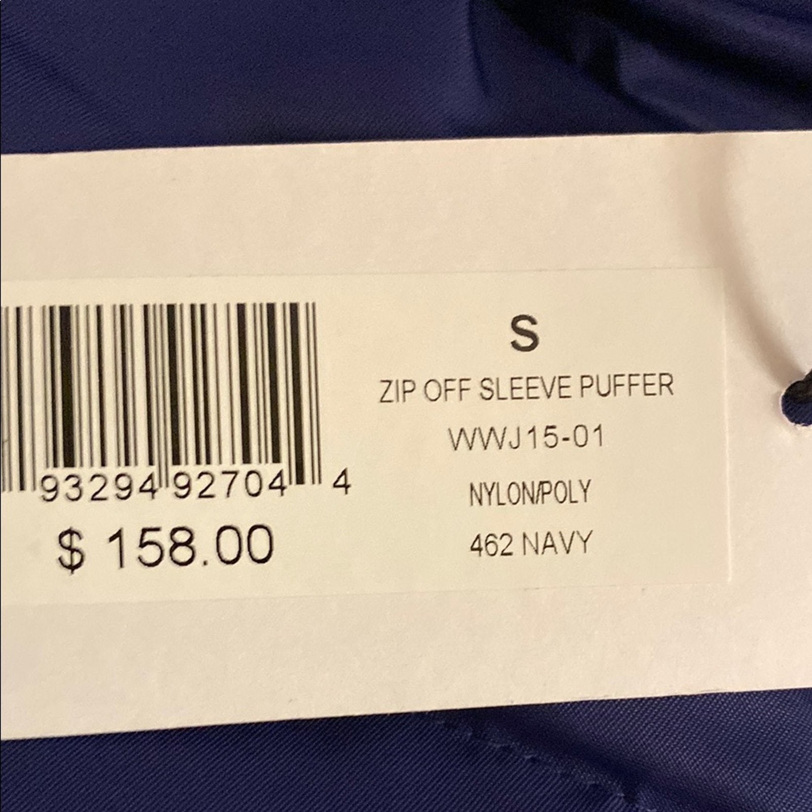 Womens Navy Zip Off Sleeve Puffer Jacket Small Nylon Poly Zip Hood ...