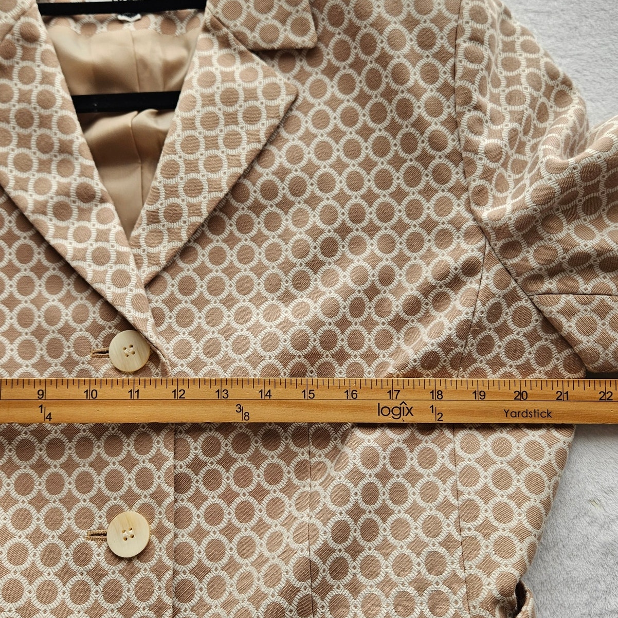 Le Suit Tan Beige Belted Blazer Jacket Pea Coat Size 16 Career Chic Old ...