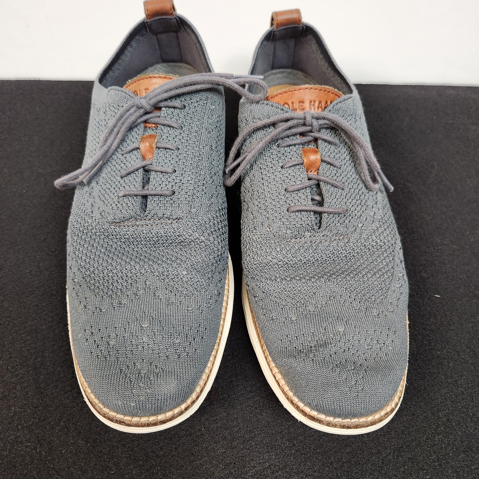 Cole haan gray mesh tan leather loafer lace 9 1/2 lightweight #212850 ...