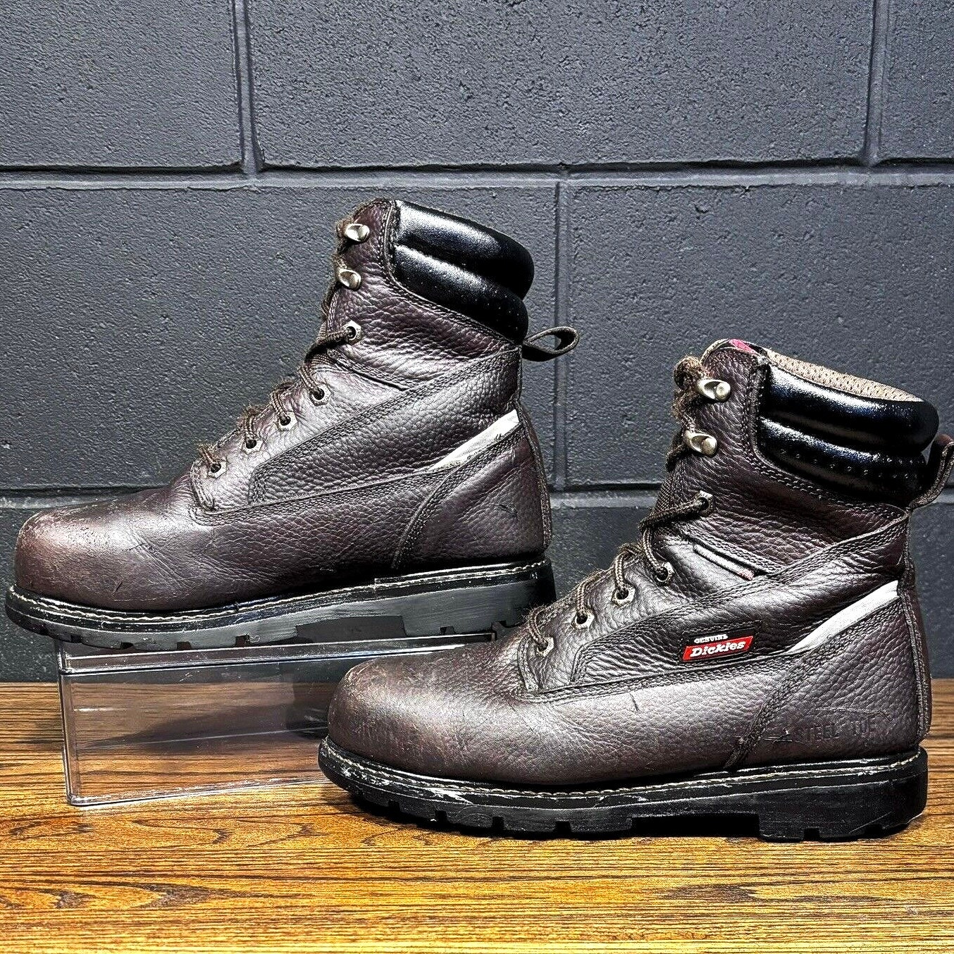DICKIES STEEL TOE Work Boots Men’s 10 Brown Leather ASTM F2413 EH £27. ...