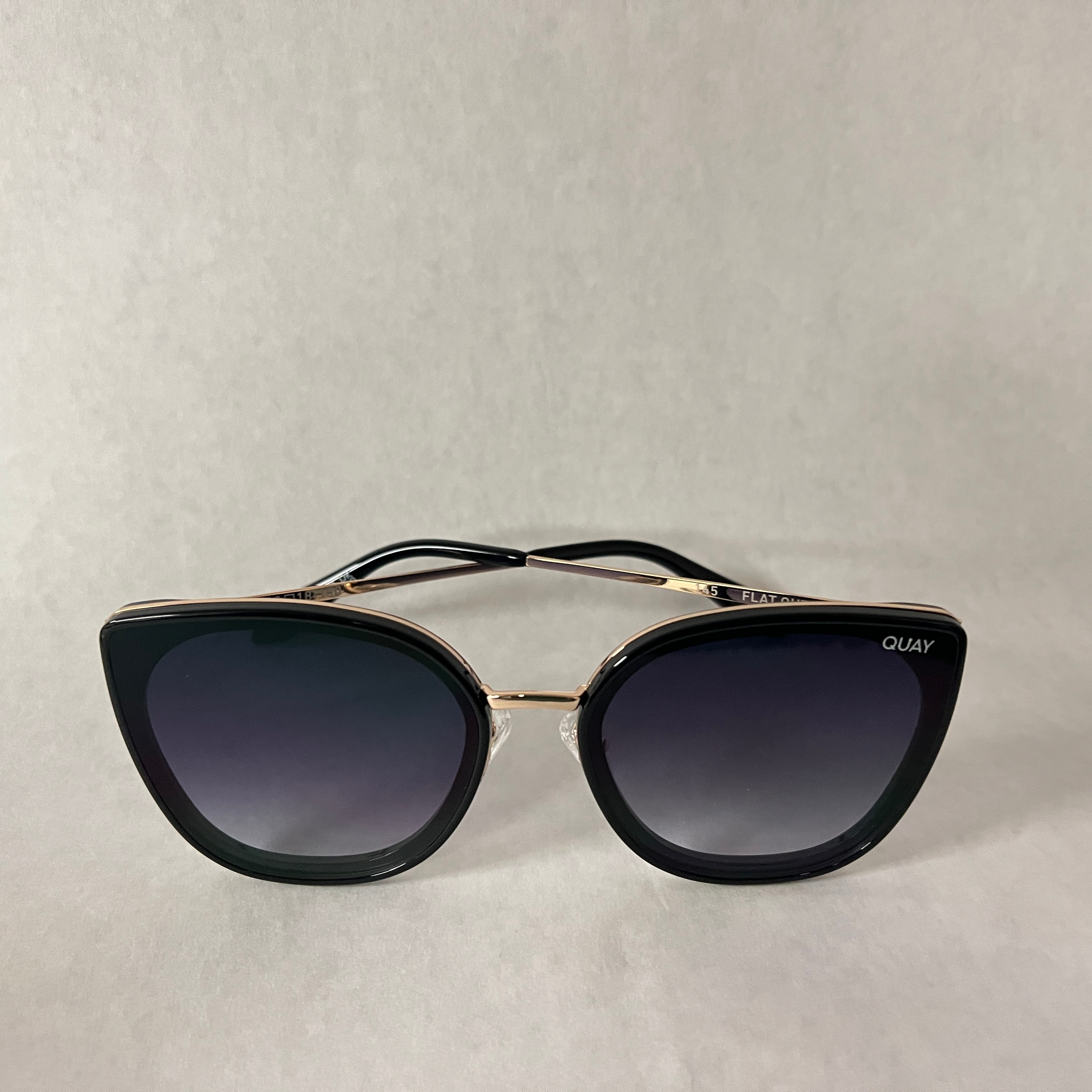 Quay Australia Flat Out Black Sunglasses Oversized Cat Eye | eBay