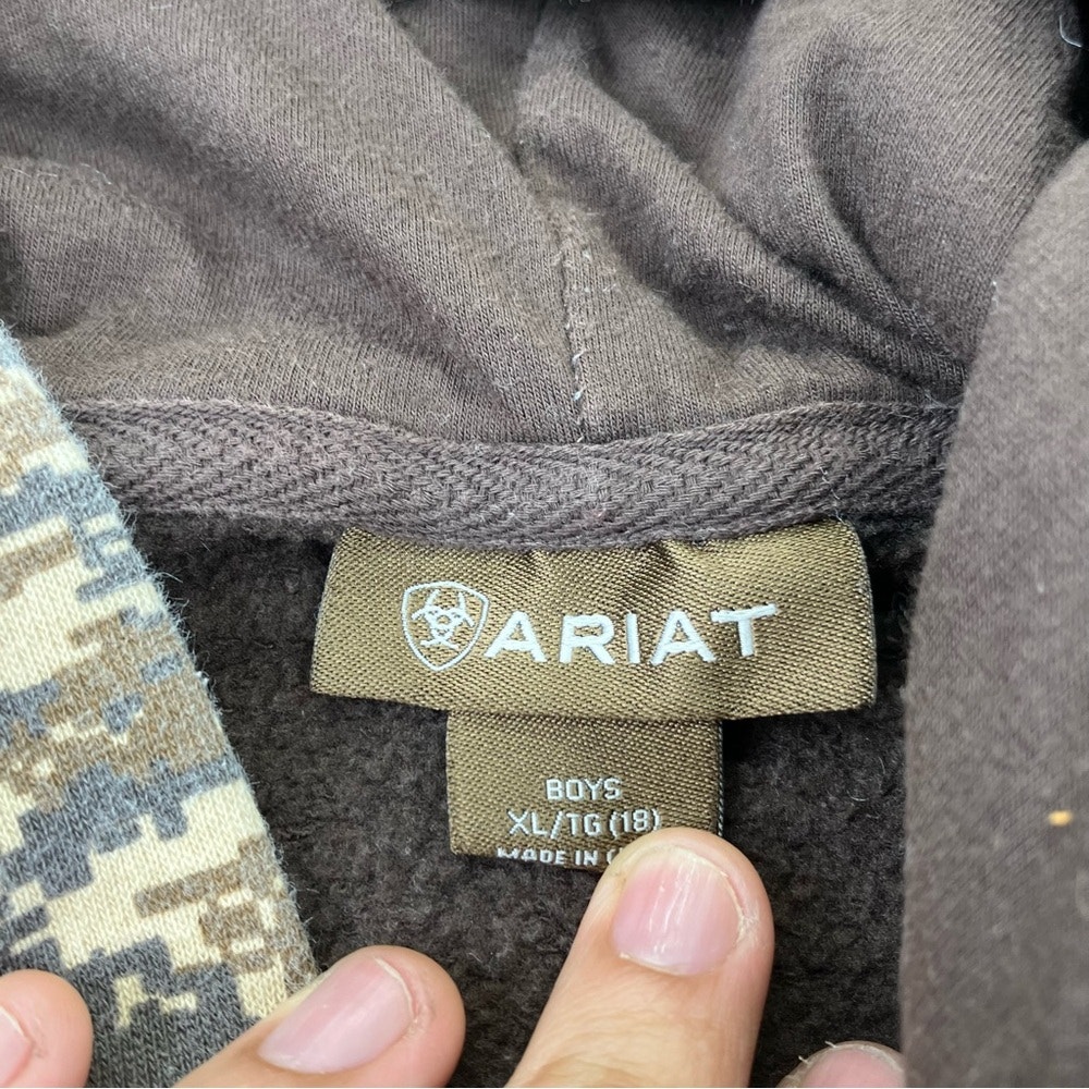 Ariat Kids boys hoodie sweatshirt Camo hunting sweater XL brown tan | eBay