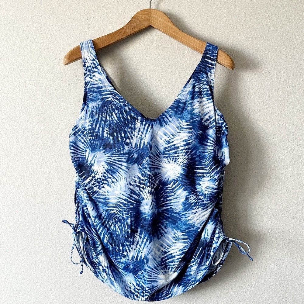 Lands' End V Neck Side Tie Underwire Tankini Swim Top Women's Plus Size ...
