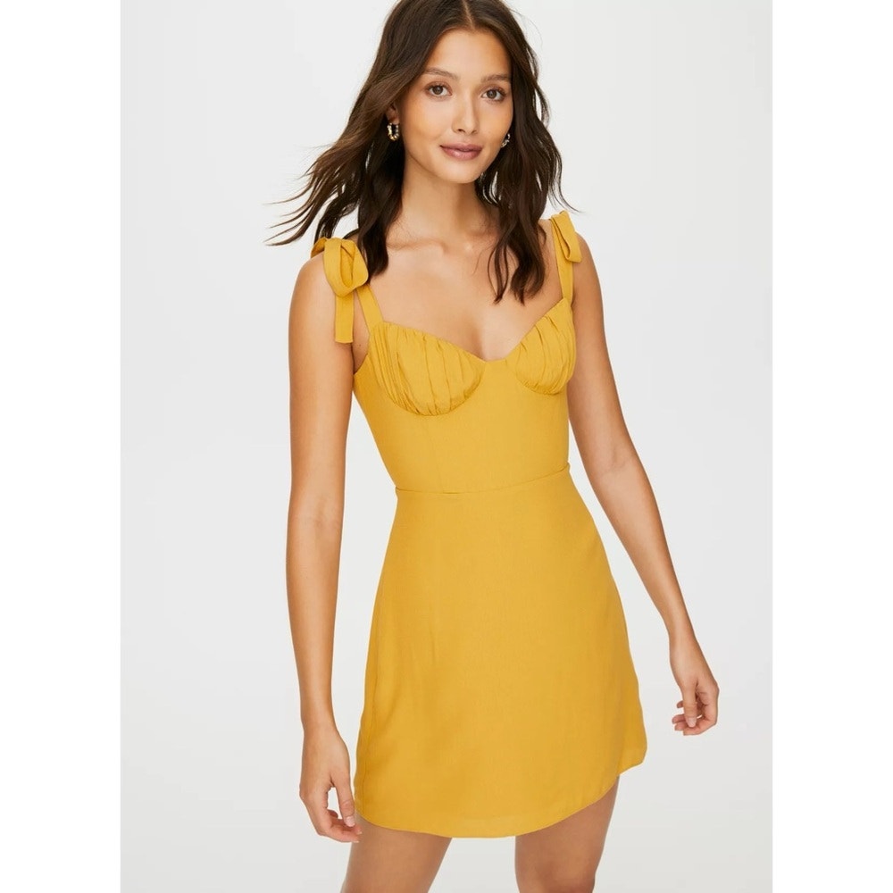 Aritzia Wilfred Cammy Dress in Cairo Gold XXS | eBay