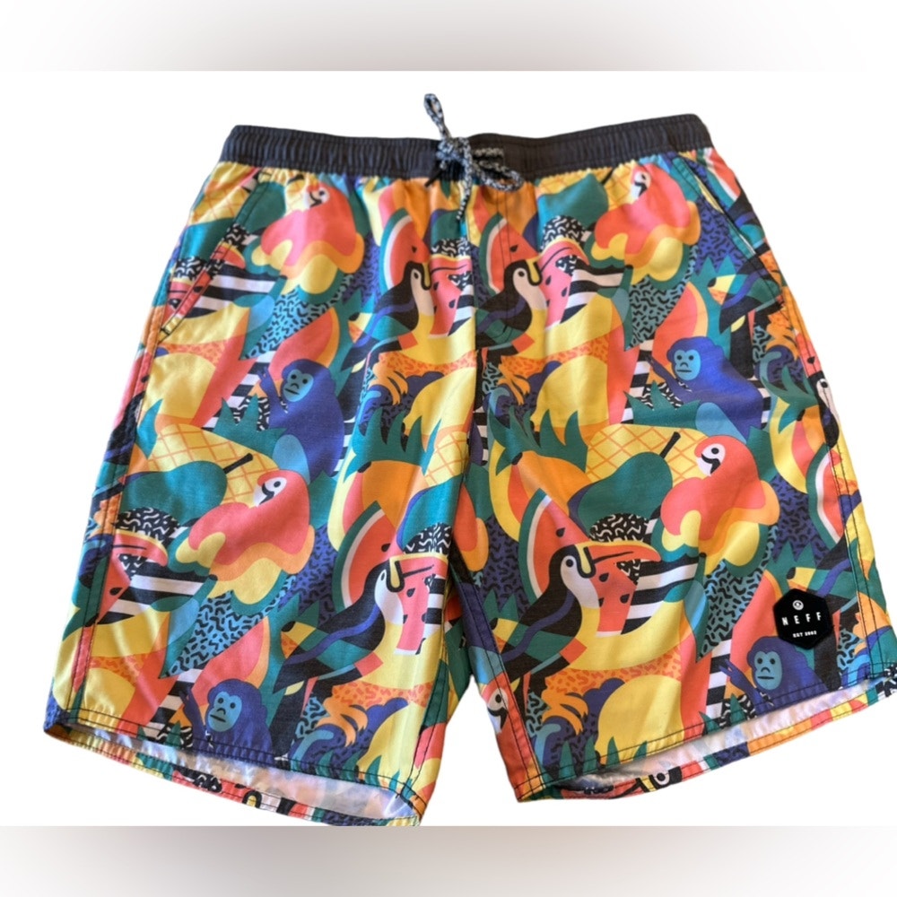 Neff Unlined Swim Trunks in a Mens Large Tropical Animal Print | eBay