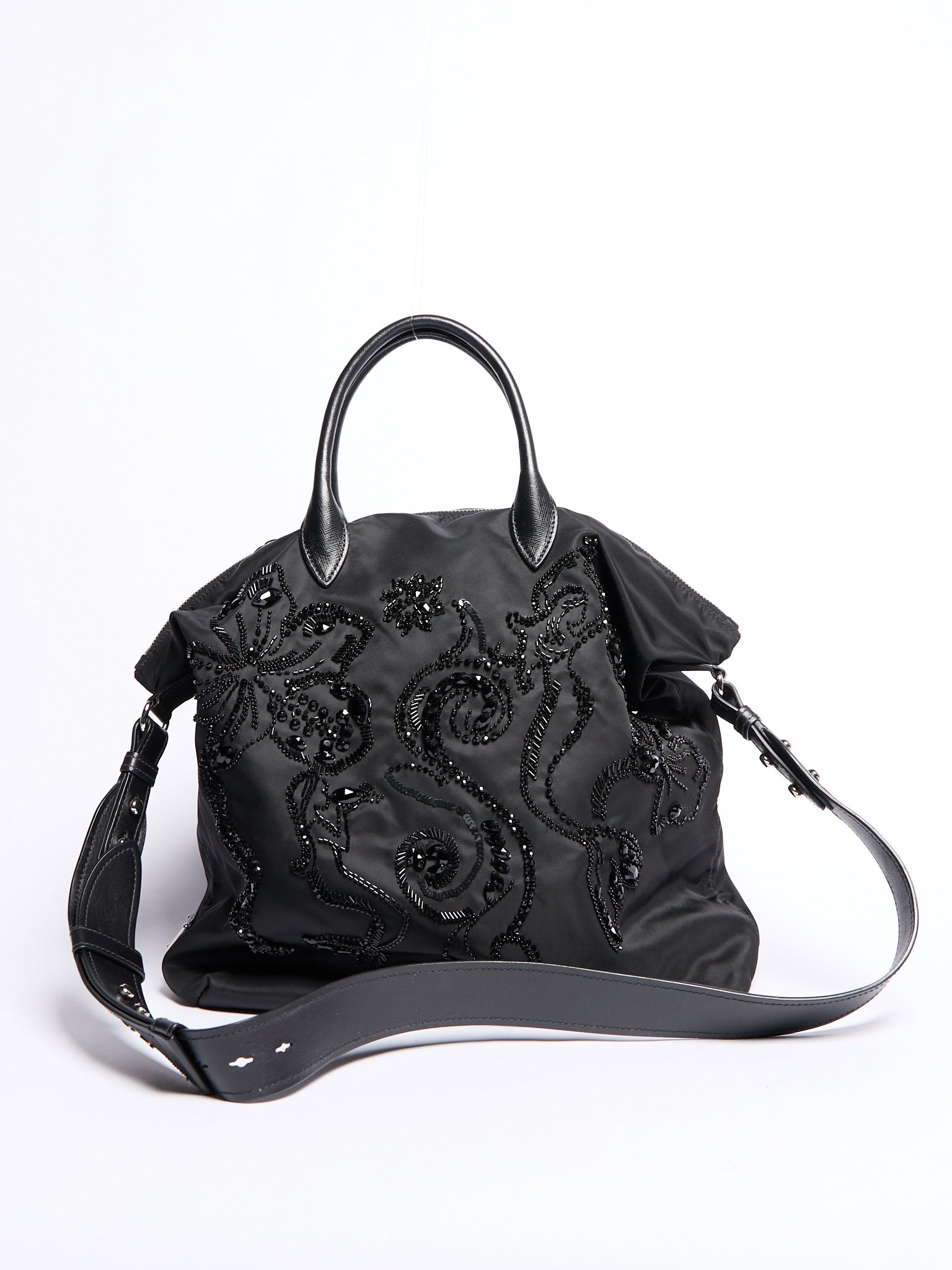 Prada Black Nylon Beaded Two Way Crossbody | eBay