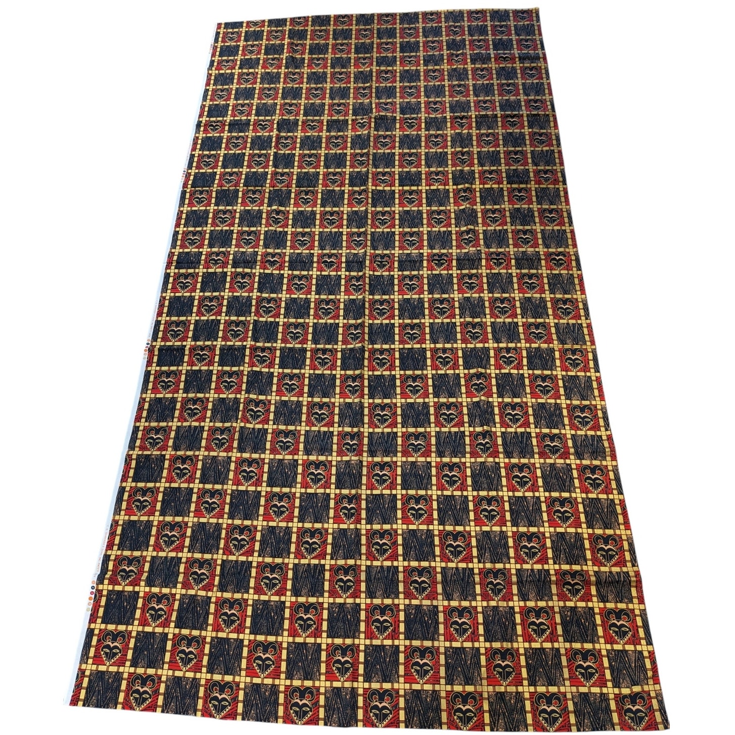 2.25 Yards Vintage SHAMASH & SONS FABRIC Ethnic Tribal Tiki Masks ...