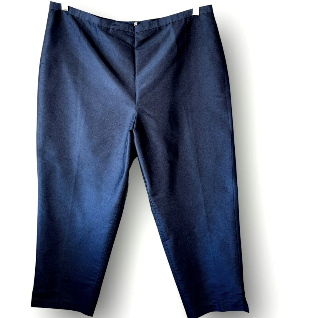 Tommy Bahama 100% Silk Straight Leg High Rise Dress Pants Size 16 Navy ...