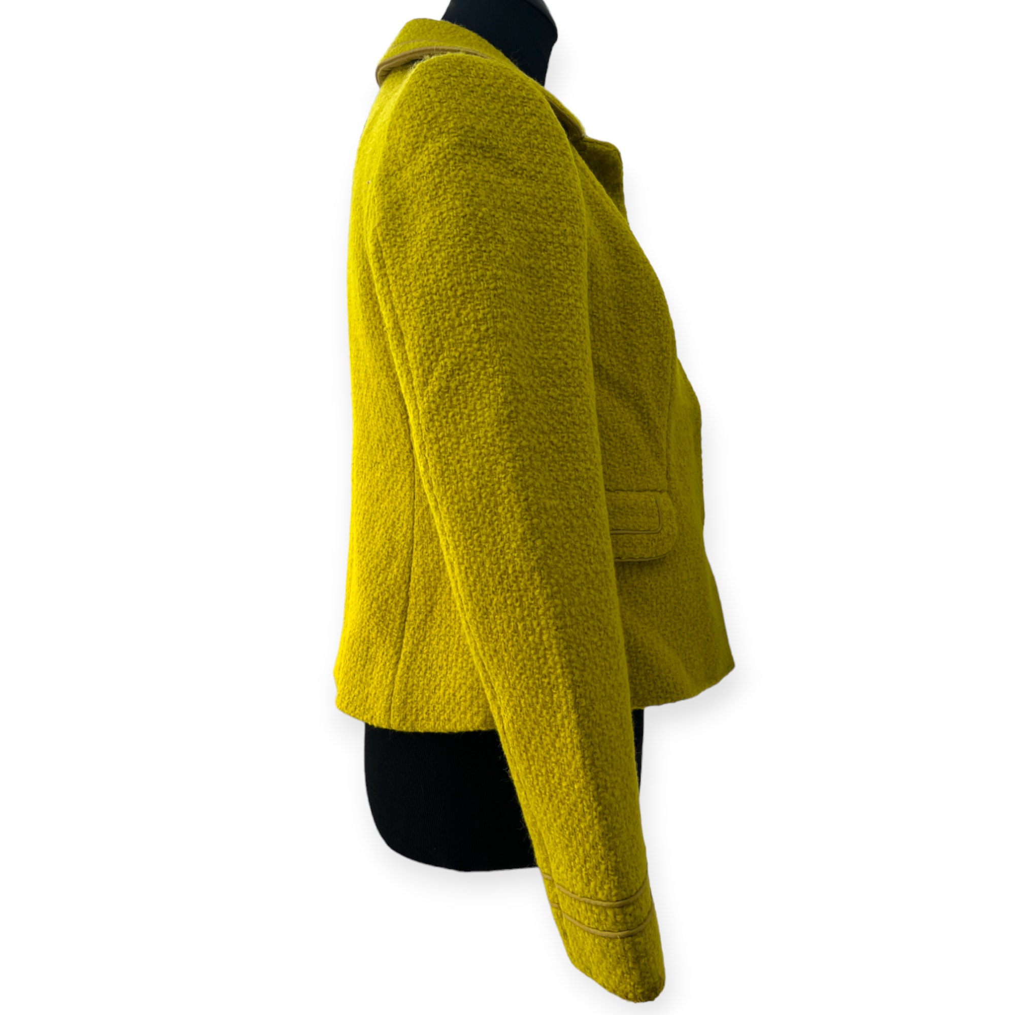 BODEN | 4 / S | Wool Textured Jacket Blazer Cropped Overcoat Lime Bolce ...