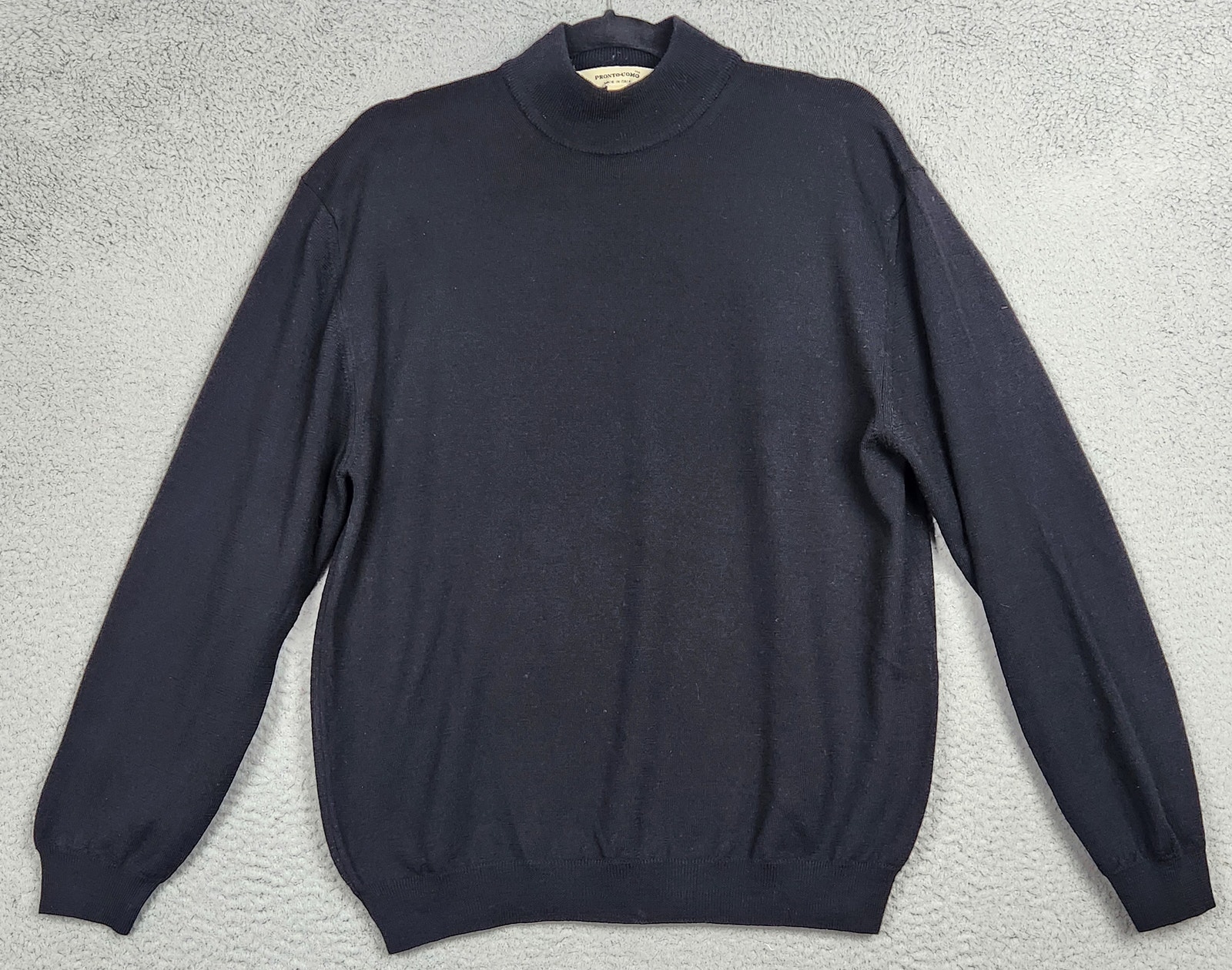 PRONTO UOMO Sweater Mens Medium Black Pullover 100% Merino Wool MADE IN ...