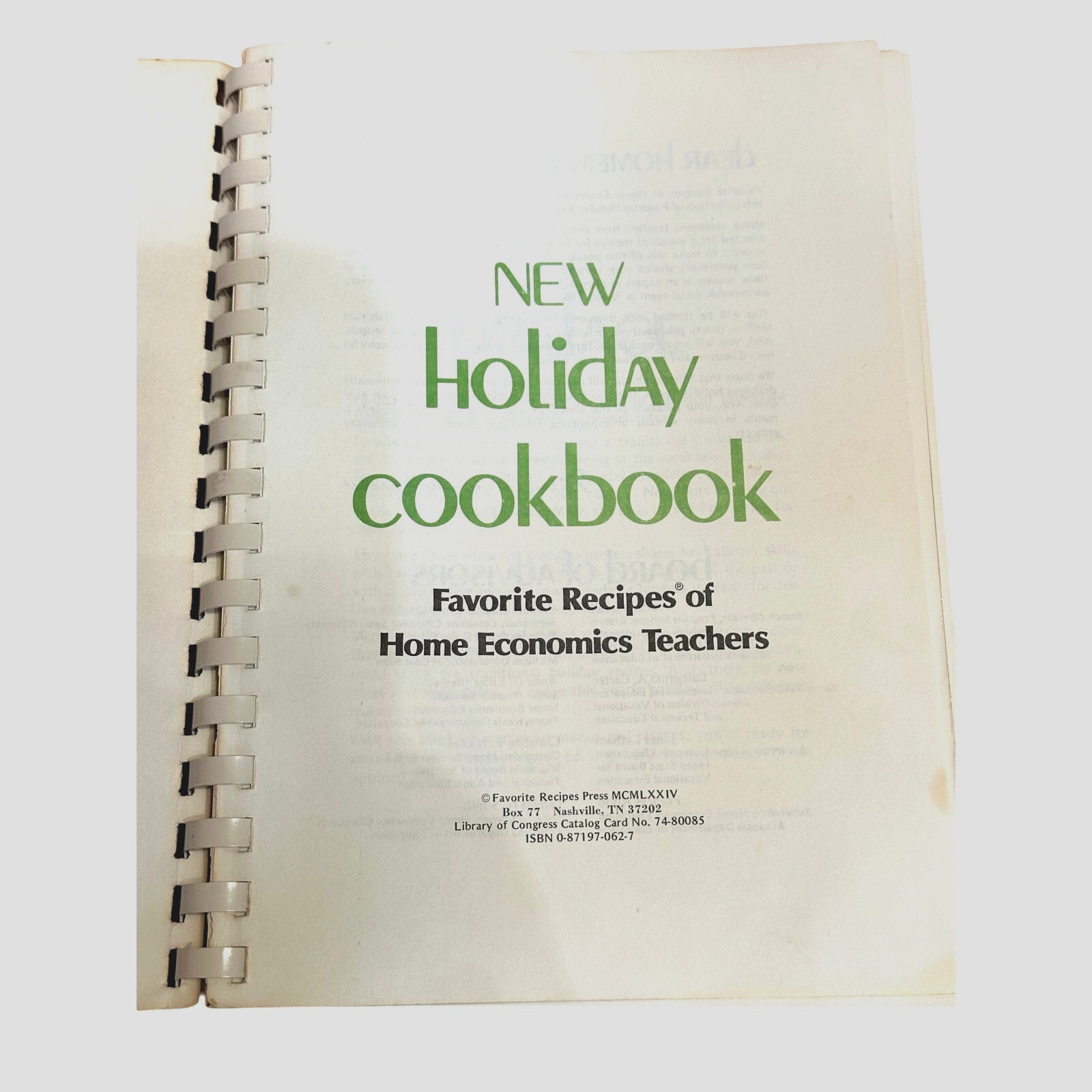 New Holiday Cookbook "Favorite Recipes of Home Economics Teachers" 1974 ...