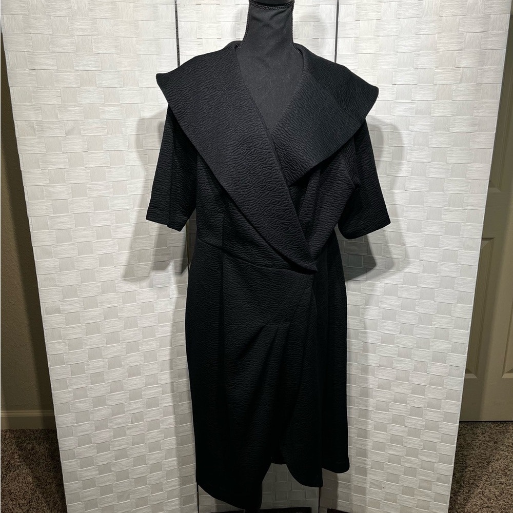 Christian Siriano For Lane Bryant Black Quilted Wrap Around Dress ...