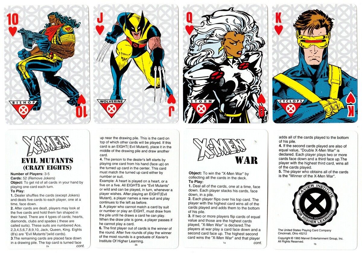 Vintage 1993 Marvel X-men Playing Cards 1990s X-Men Comics Artwork NEW ...