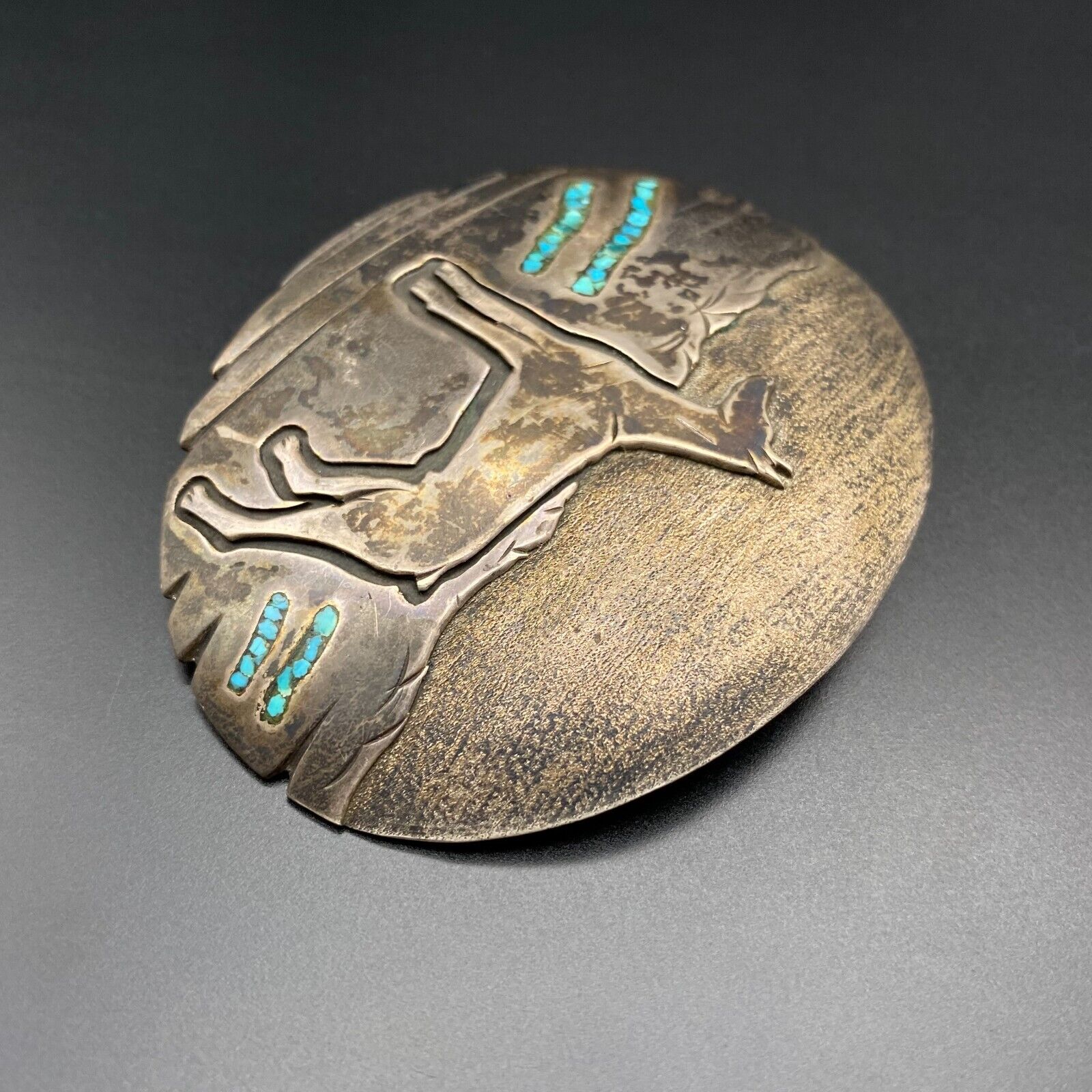 Vintage Navajo Native W Taylor Dog Turquoise Silver Belt Buckle 1-3/8 ...